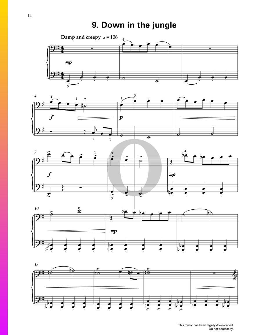 Down In The Jungle (Pam Wedgwood) Piano Sheet Music - OKTAV