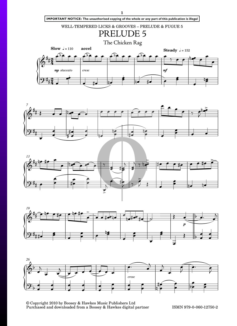 Präludium und Fuge 5 in D-Dur Klaviernoten (Michelle Gorrell) - OKTAV