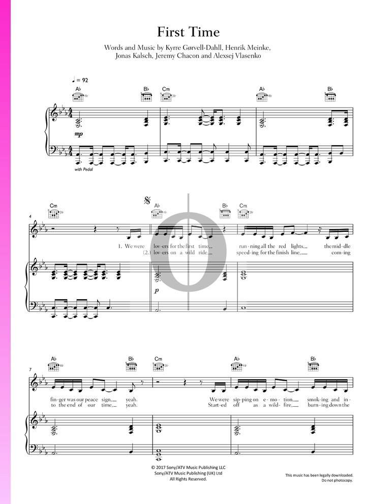 First Time (Kygo, Ellie Goulding) Piano Sheet Music - OKTAV