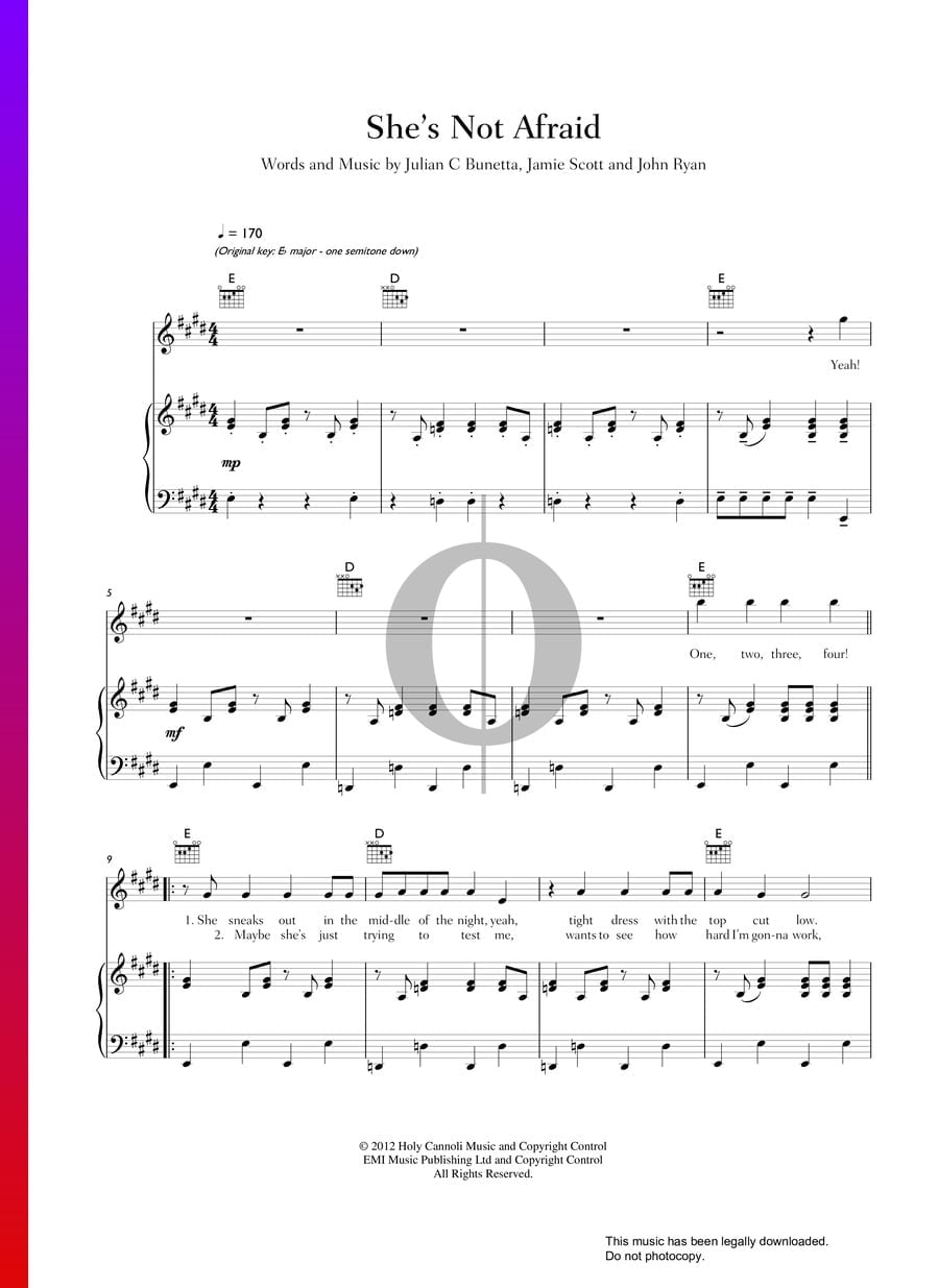 She's Not Afraid (One Direction) Piano Sheet Music - OKTAV