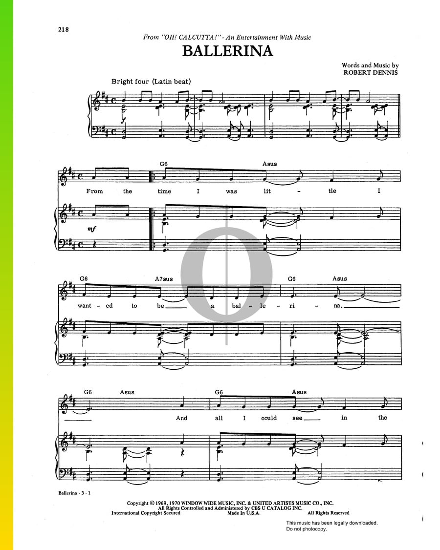 Ballerina (Robert Dennis) Piano Sheet Music - OKTAV