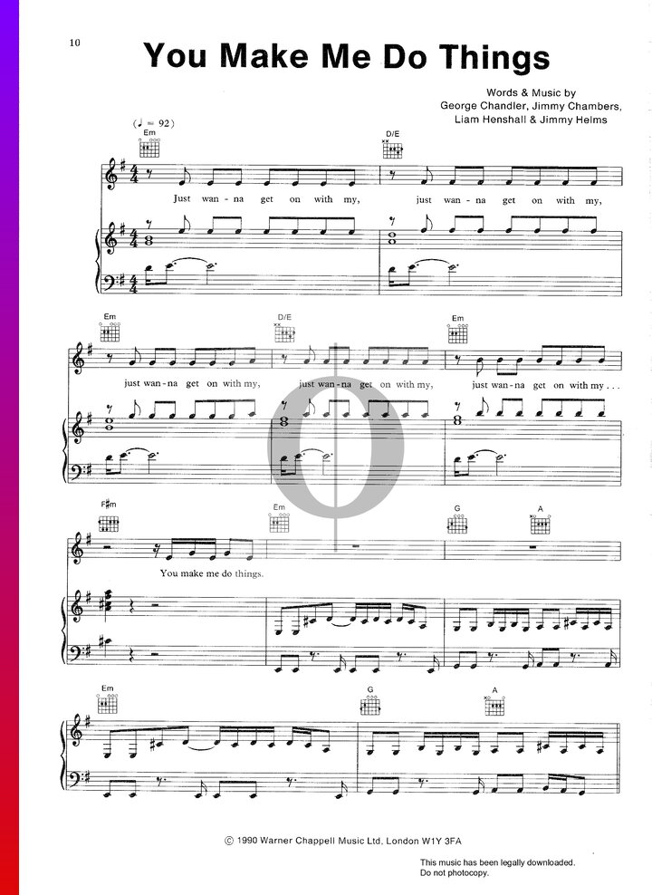 You Make Me Do Things Sheet Music (Piano, Voice, Guitar) - PDF Download & Streaming - OKTAV