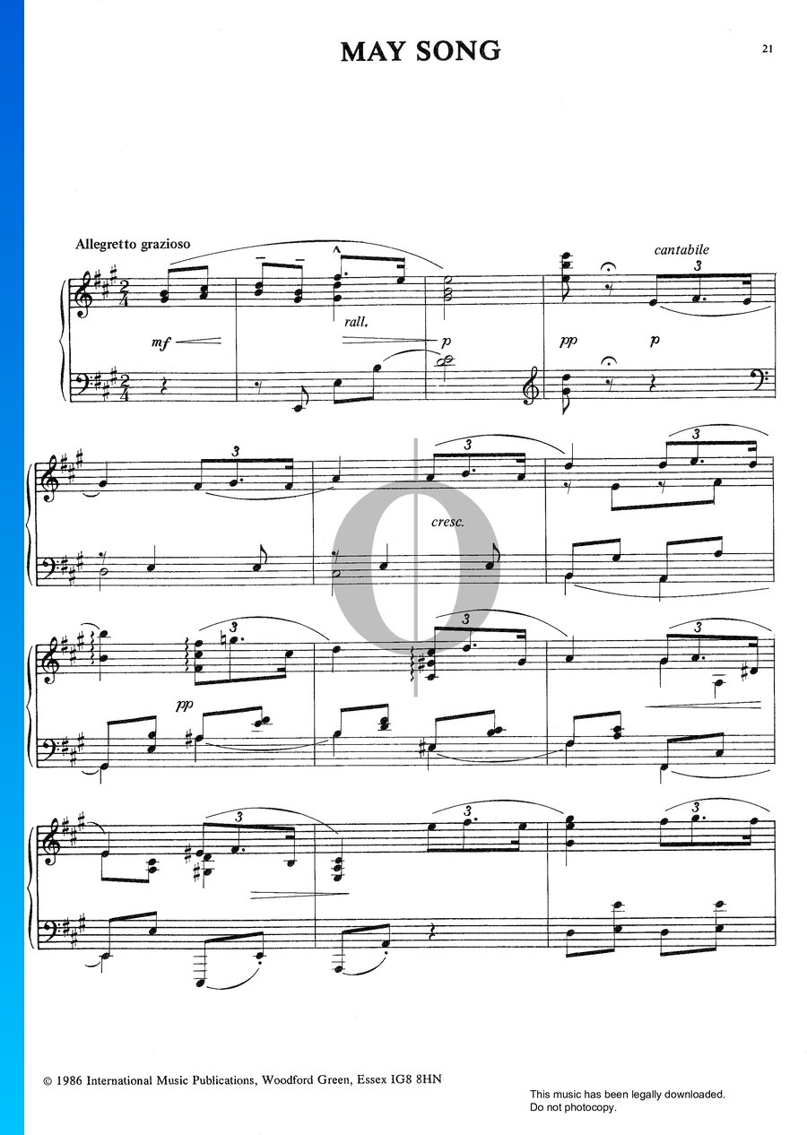 May Song (Edward Elgar) Piano Sheet Music - OKTAV