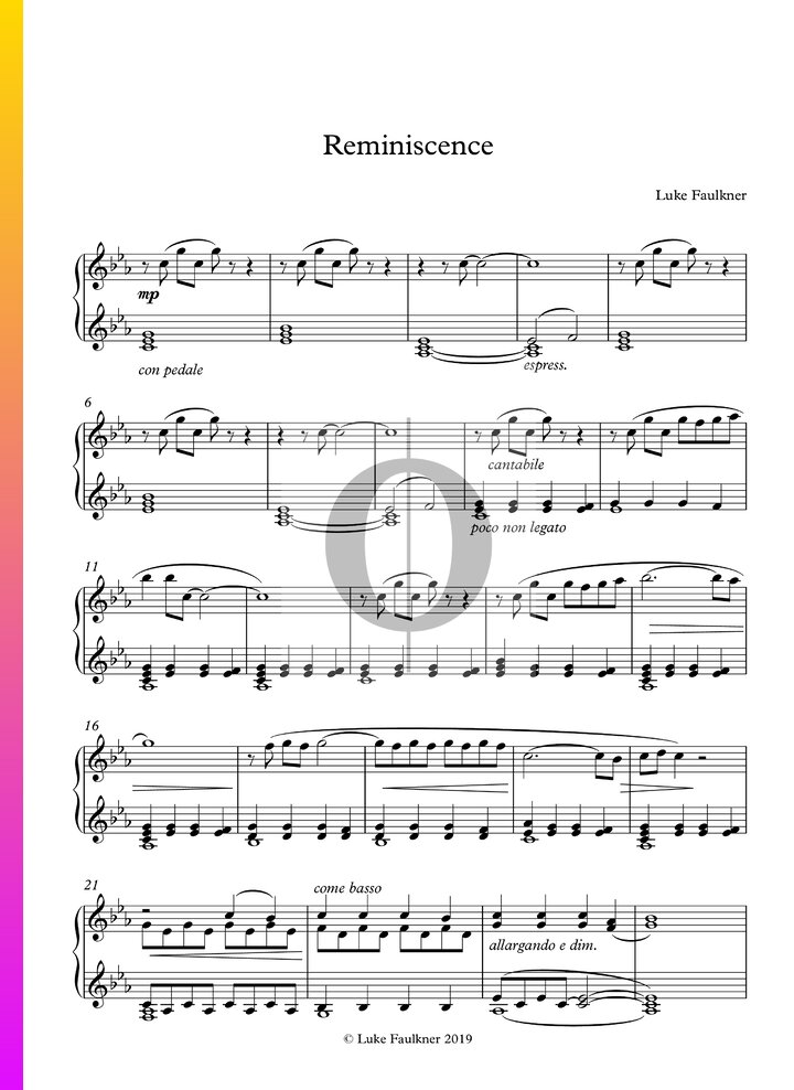 Reminiscence (Luke Faulkner) Piano Sheet Music - OKTAV