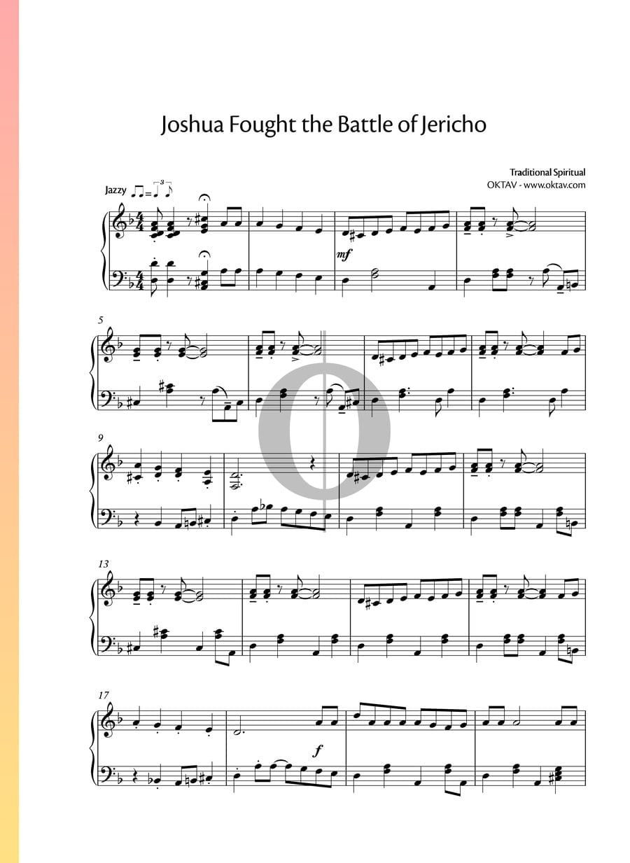Joshua Fought the Battle of Jericho (Anonymous) Piano Sheet Music - OKTAV