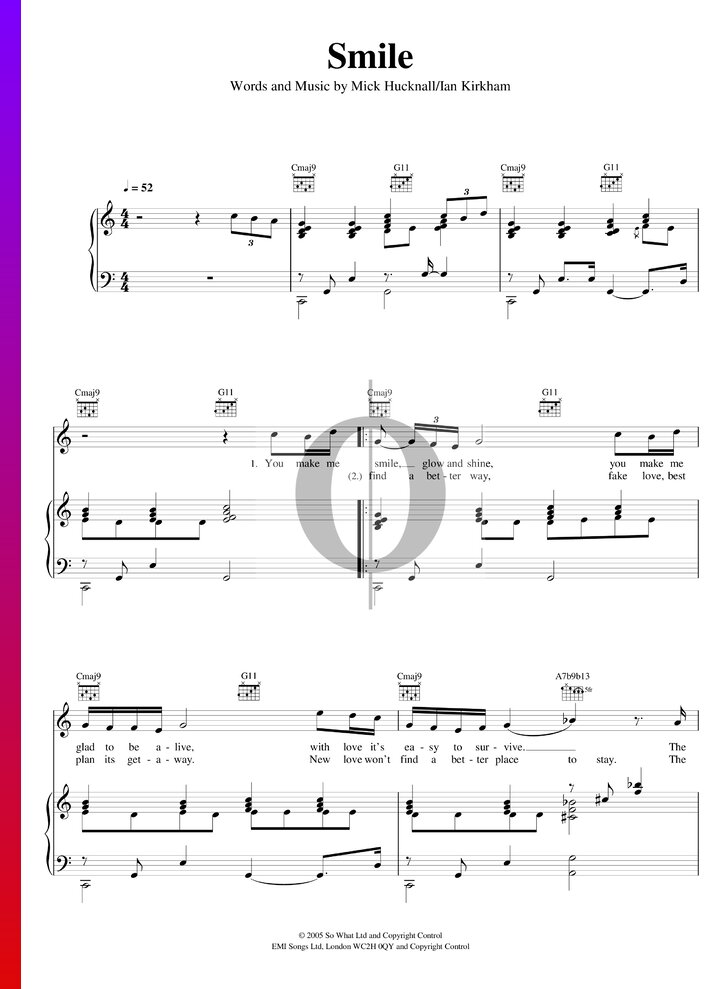 Smile (Simply Red) Piano Sheet Music - OKTAV