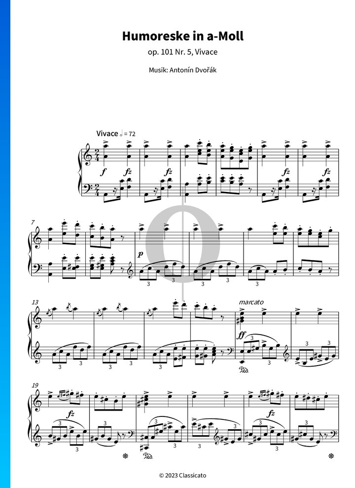 Humoresque, Op. 101 No. 5 (Antonín Dvořák) Piano Sheet Music - OKTAV