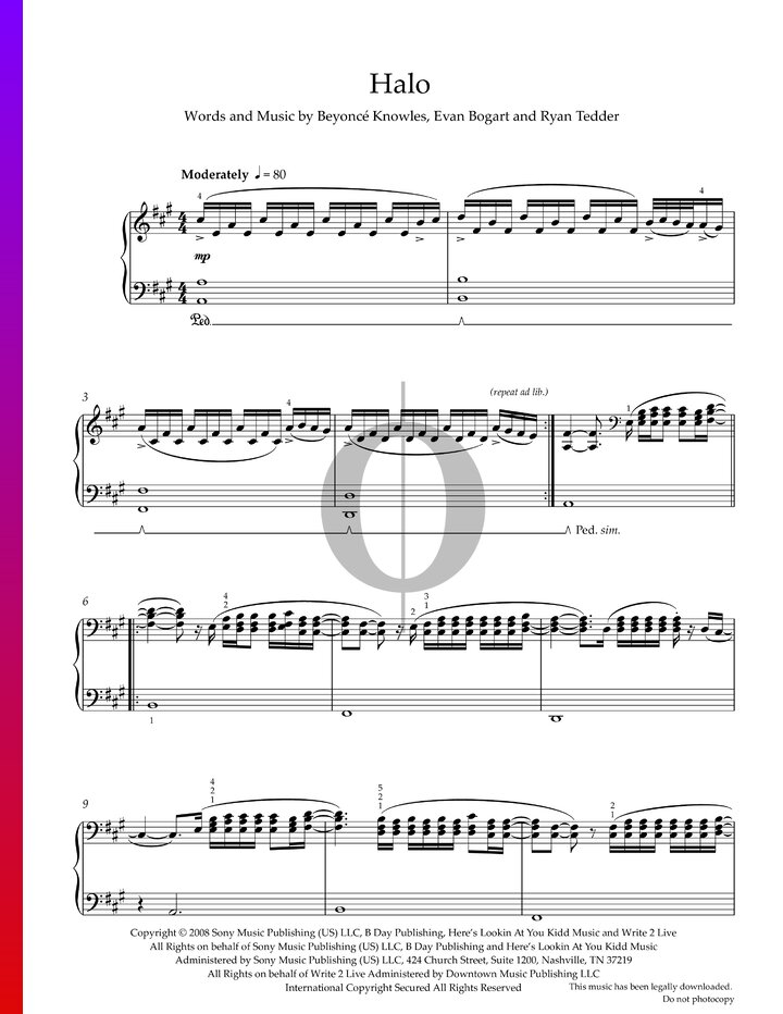 Halo (Beyoncé) Piano Sheet Music - OKTAV