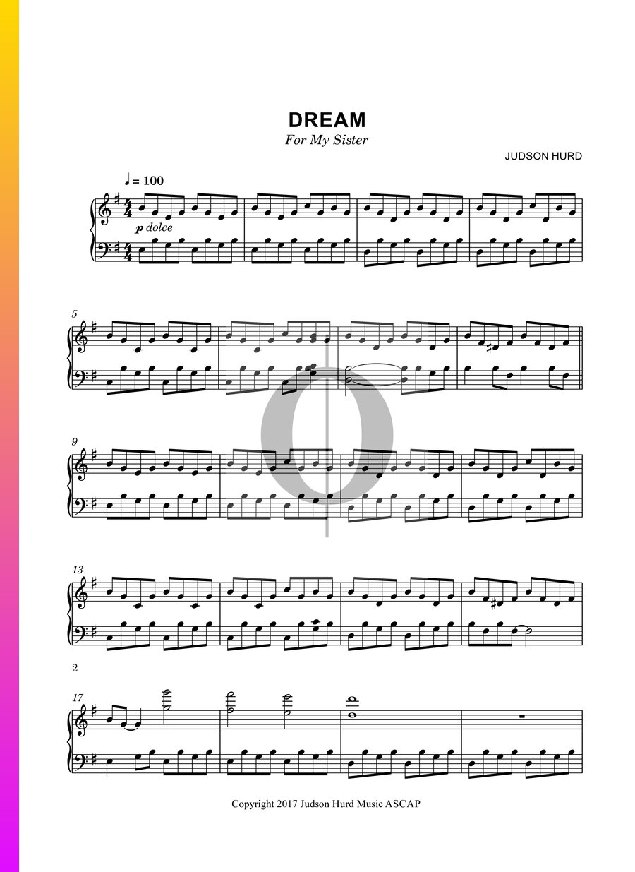 Dream (Judson Hurd) Piano Sheet Music - OKTAV