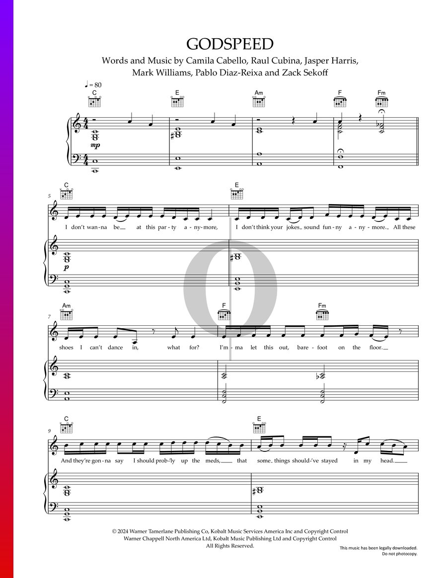 Godspeed (Camila Cabello) Piano Sheet Music - OKTAV