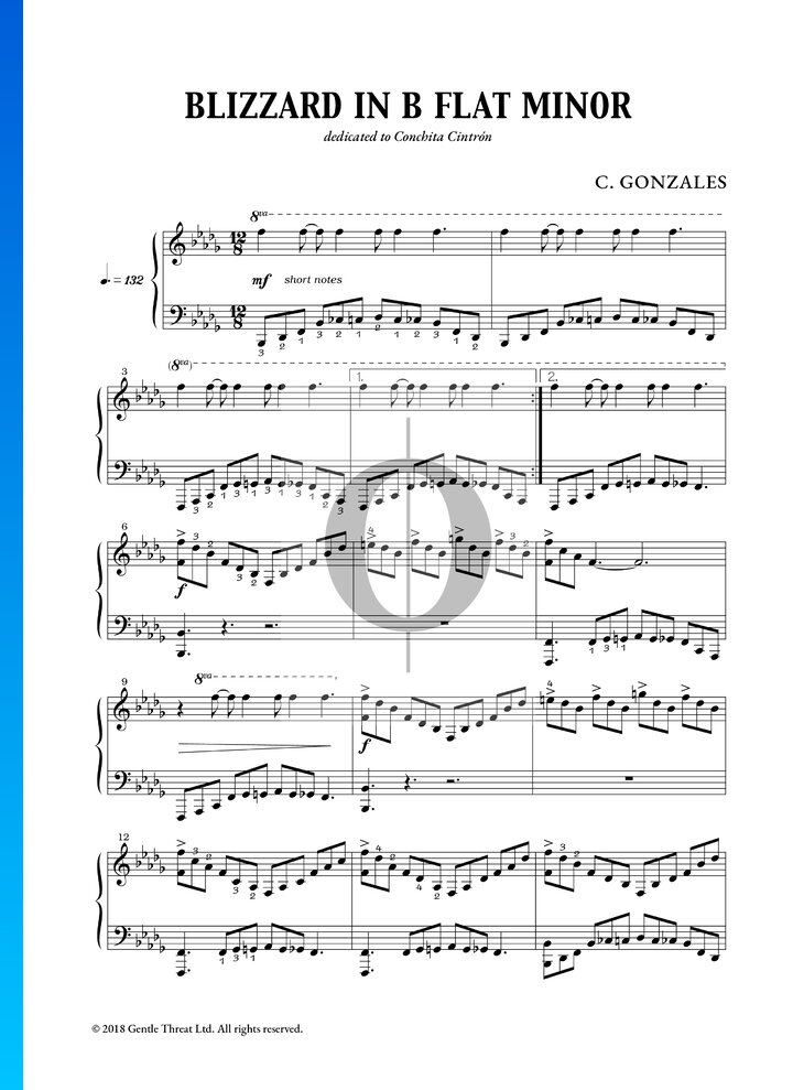 Blizzard In B Flat Minor (Chilly Gonzales) Piano Sheet Music - OKTAV
