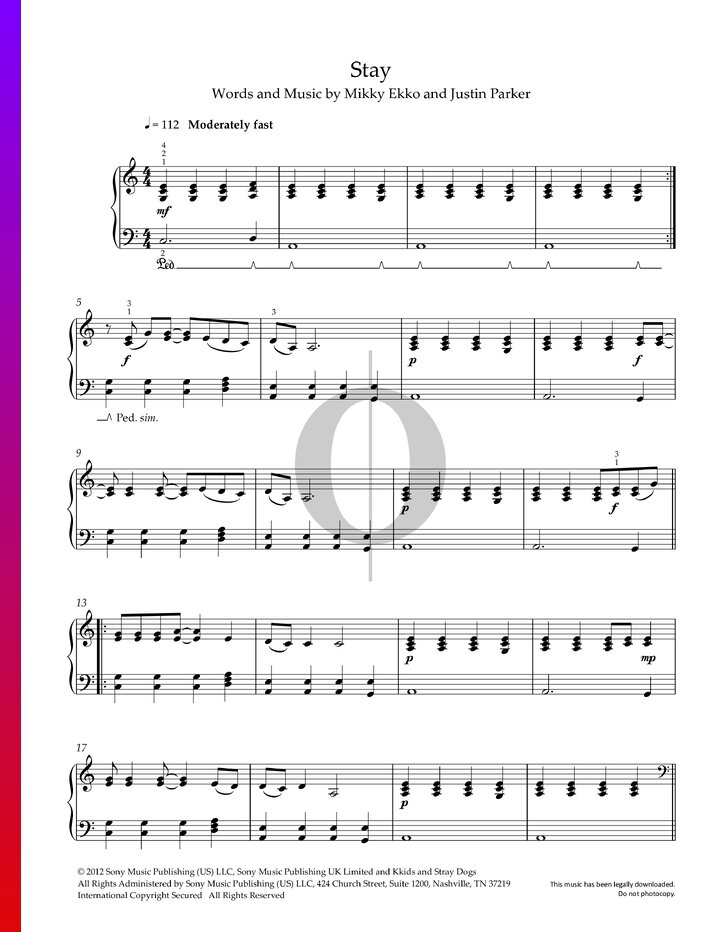 Stay » Mikky Ekko, Rihanna - Partitions de piano - OKTAV