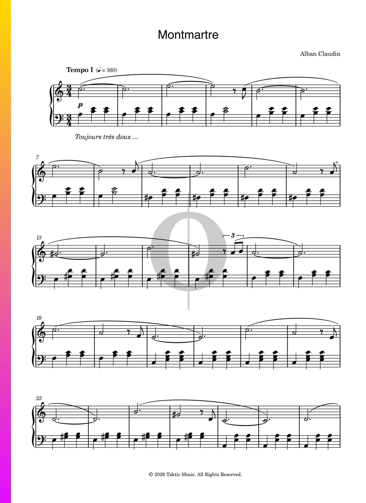 Montmartre (Alban Claudin) Piano Sheet Music - OKTAV