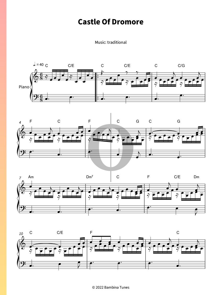 Castle Of Dromore (Anonymous) Piano Sheet Music - OKTAV
