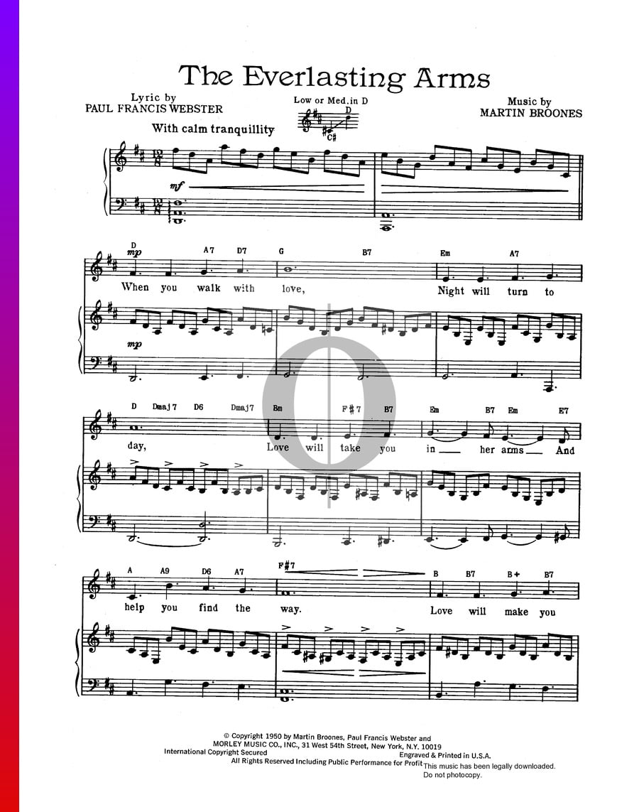 The Everlasting Arms (Doris Day) Piano Sheet Music - OKTAV