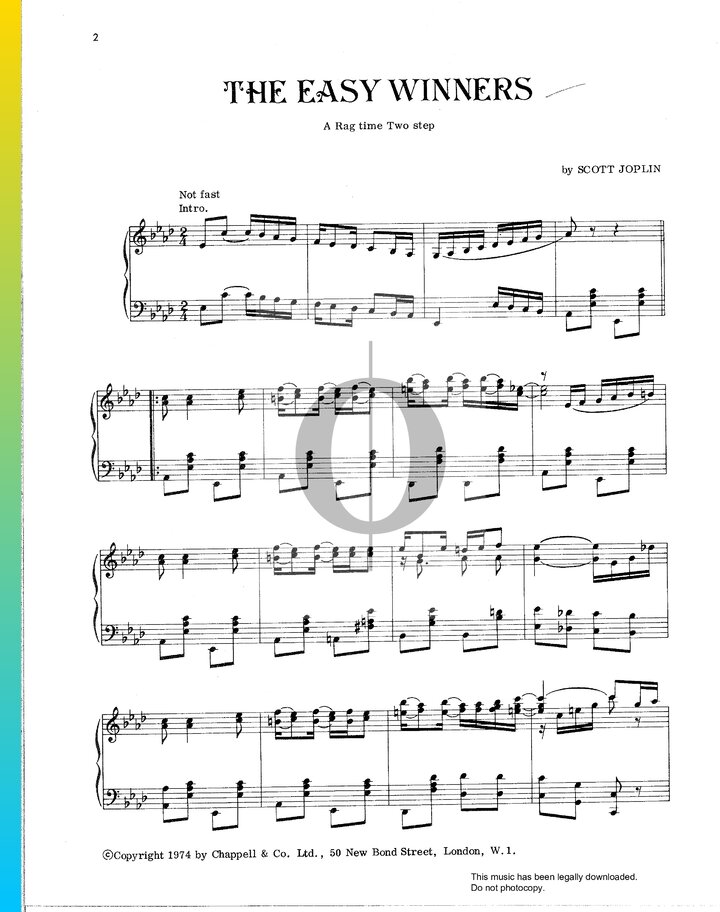 The Easy Winners (Scott Joplin) Piano Sheet Music - OKTAV