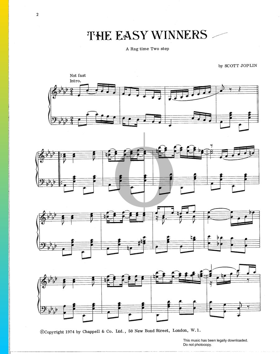 The Easy Winners (Scott Joplin) Piano Sheet Music - OKTAV