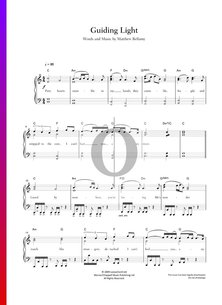 Guiding Light (Muse) Piano Sheet Music - OKTAV