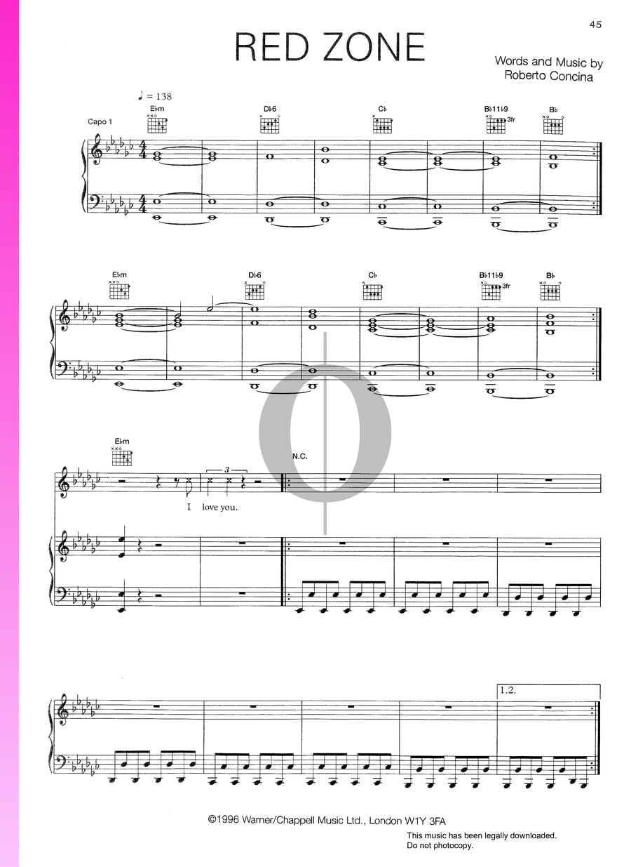 Red Zone (Robert Miles) Piano Sheet Music - OKTAV