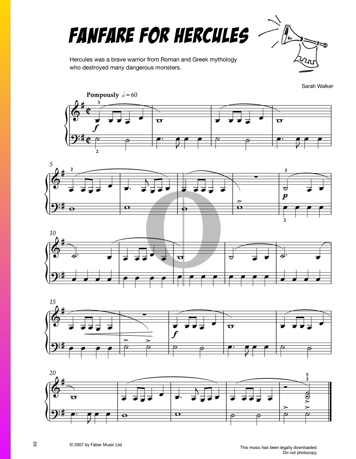 Fanfare For Hercules (Sarah Walker) Piano Sheet Music - OKTAV