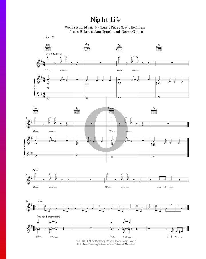 Night Life (Scissor Sisters) Piano Sheet Music - OKTAV