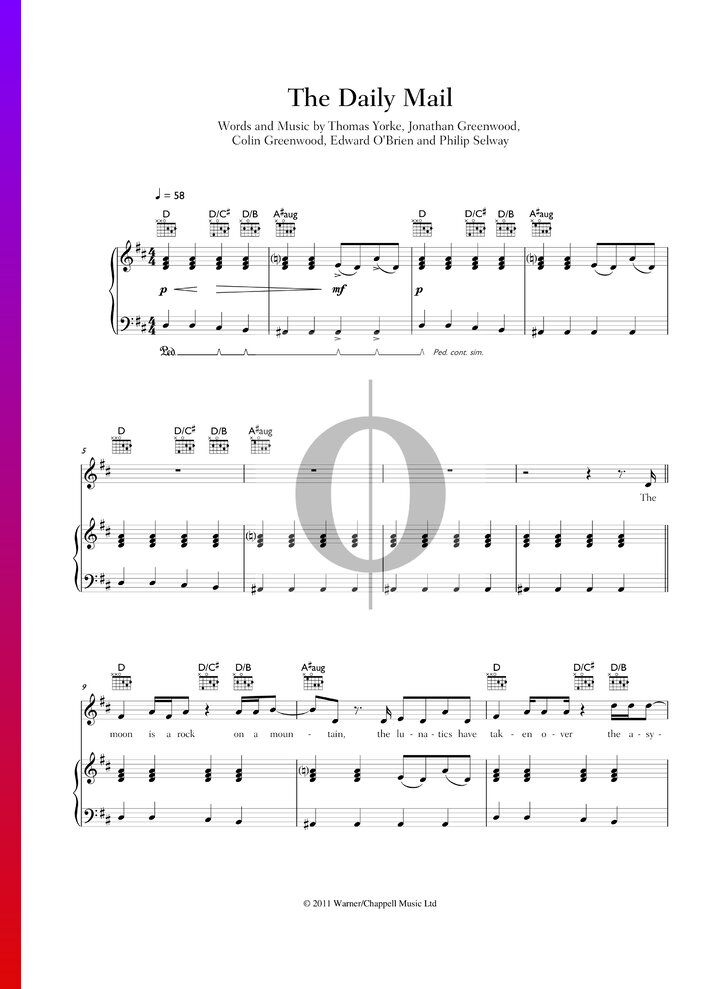 The Daily Mail (Radiohead) Piano Sheet Music - OKTAV