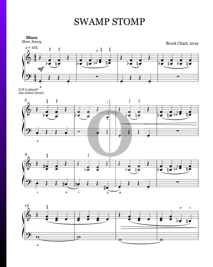 Swamp Stomp (Brock Chart) Piano Sheet Music - OKTAV