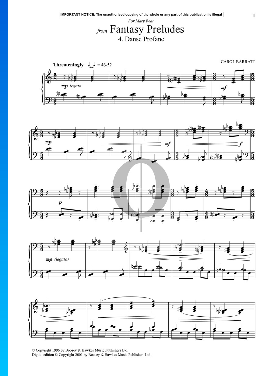 Fantasy Preludes: 4. Danse Profane (Carol Barratt) Piano Sheet Music ...