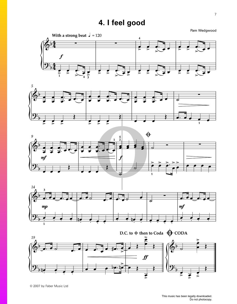 I Feel Good (Pam Wedgwood) Piano Sheet Music - OKTAV