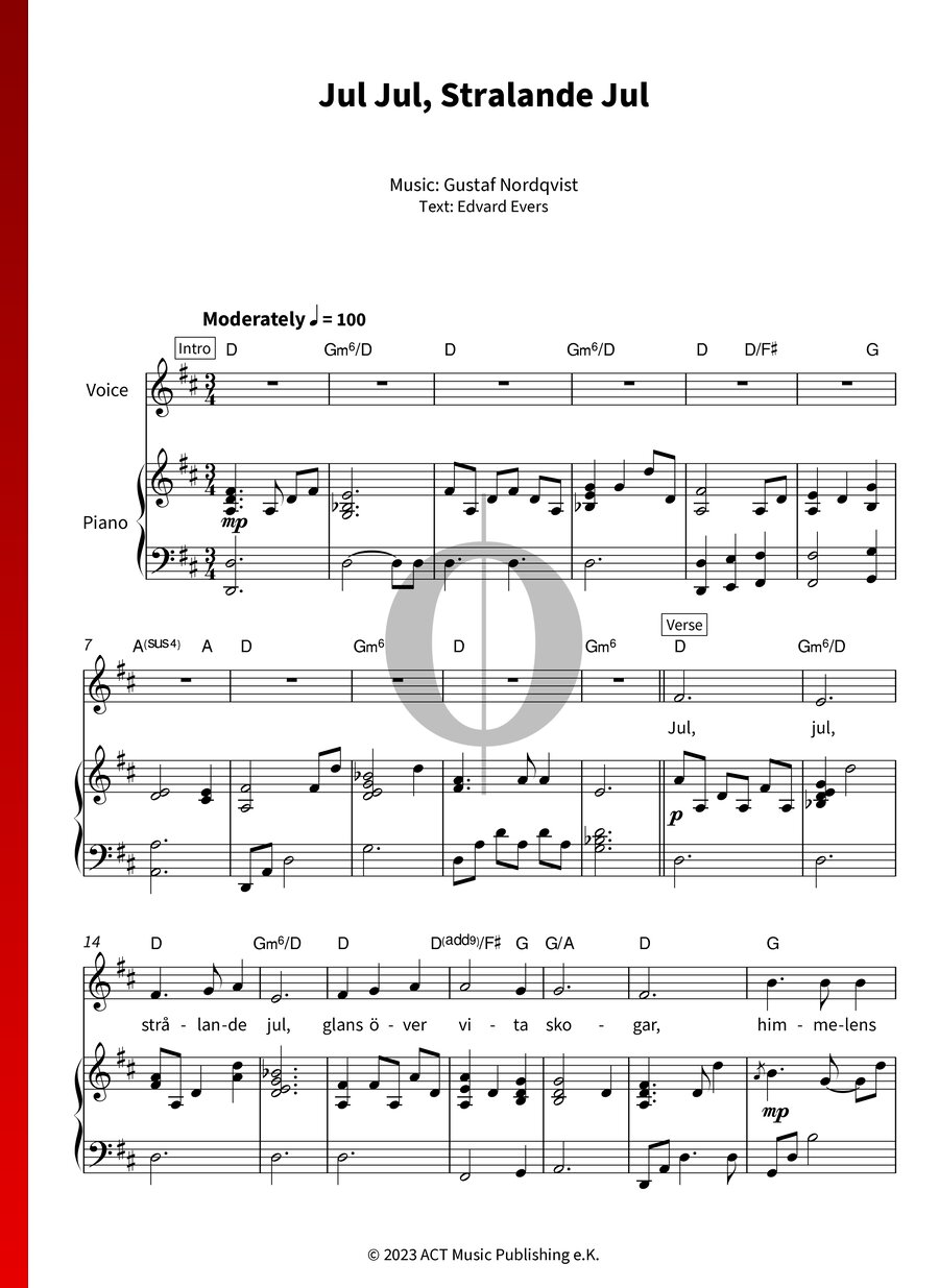 Jul Jul, Stralande Jul (Nils Landgren) Piano Sheet Music - OKTAV