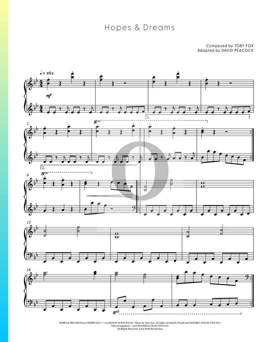 Hopes & Dreams (Toby Fox) Piano Sheet Music - OKTAV