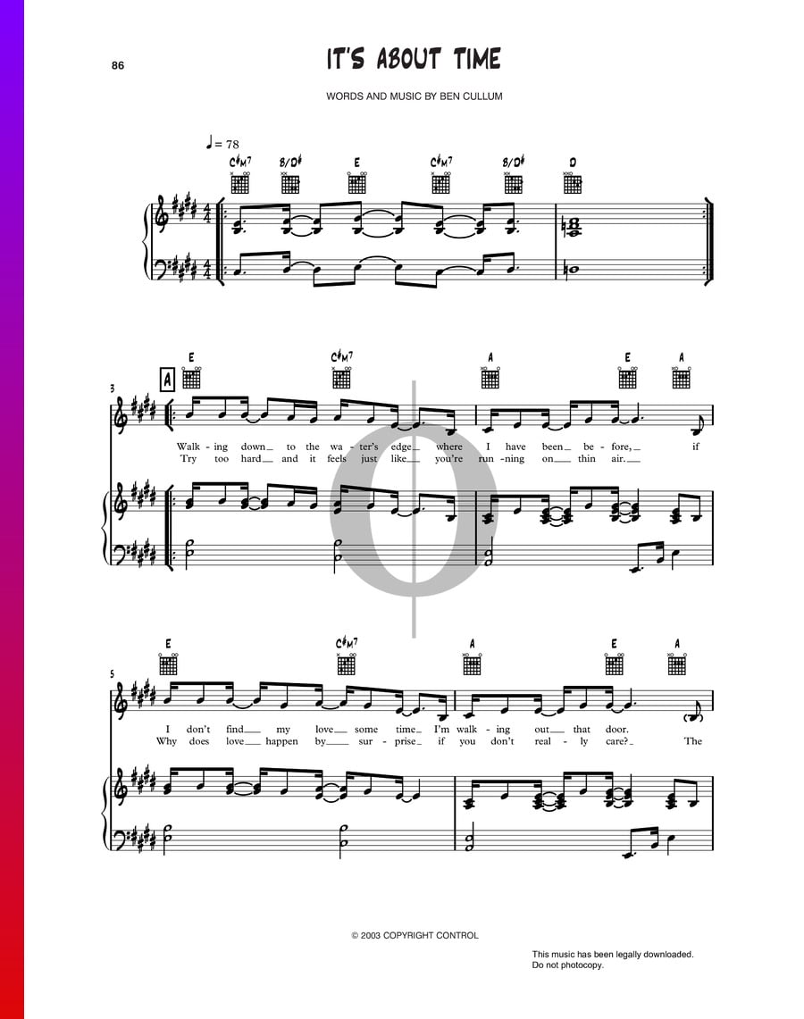 It's About Time (Jamie Cullum) Piano Sheet Music - OKTAV