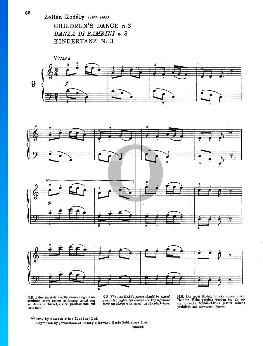 Children's Dance, No. 3 (Zoltán Kodály) Piano Sheet Music - OKTAV