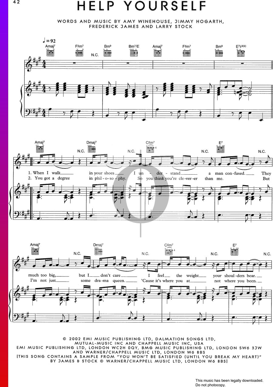 Help Yourself (Amy Winehouse) Piano Sheet Music - OKTAV