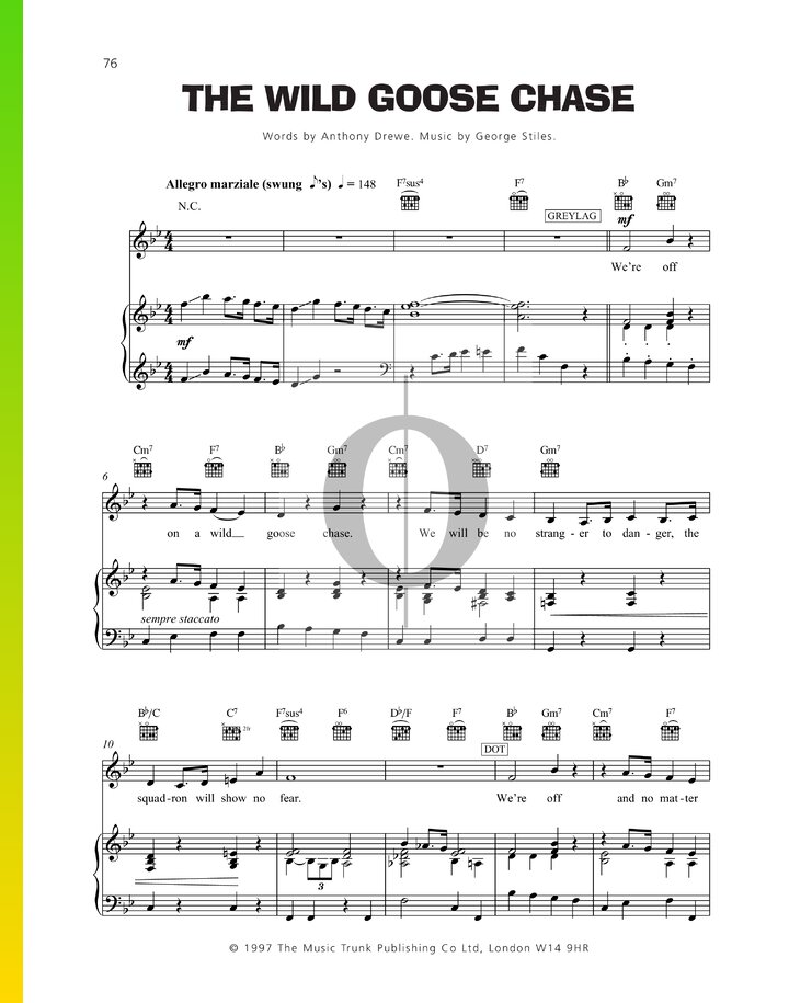 The Wild Goose Chase (George Stiles) Piano Sheet Music - OKTAV