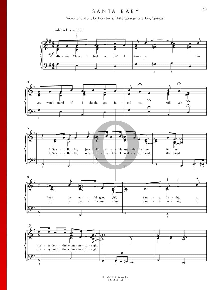 Santa Baby (Richard Harris) Piano Sheet Music - OKTAV