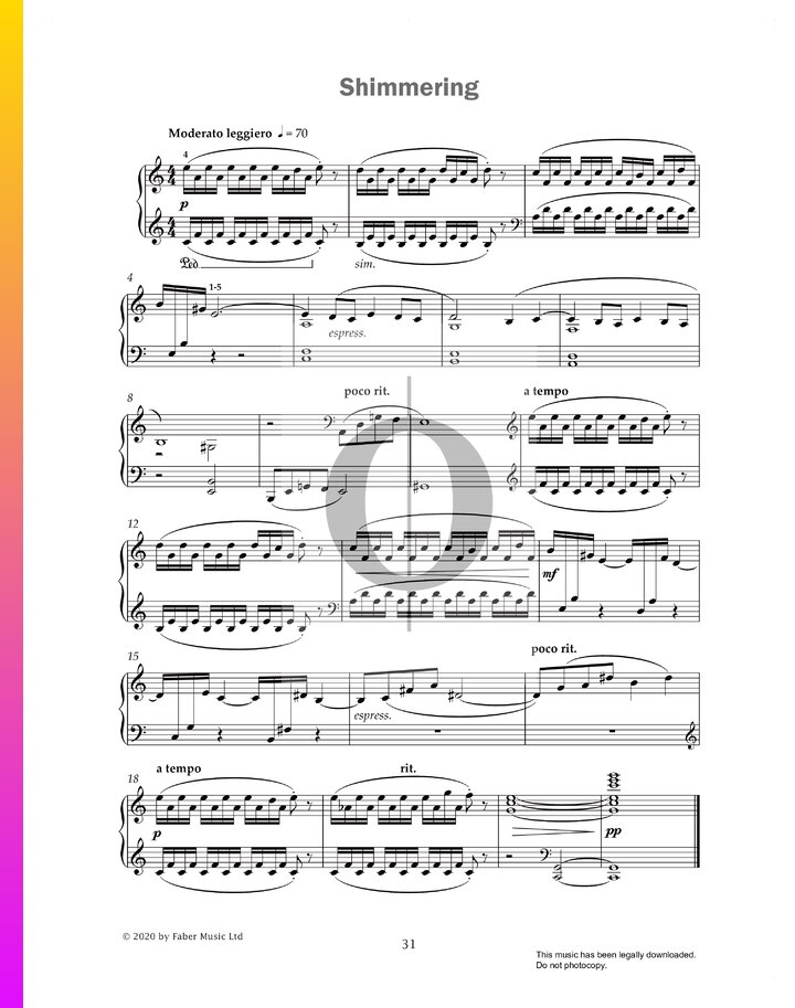 Shimmering (Paul Harris) Piano Sheet Music - OKTAV