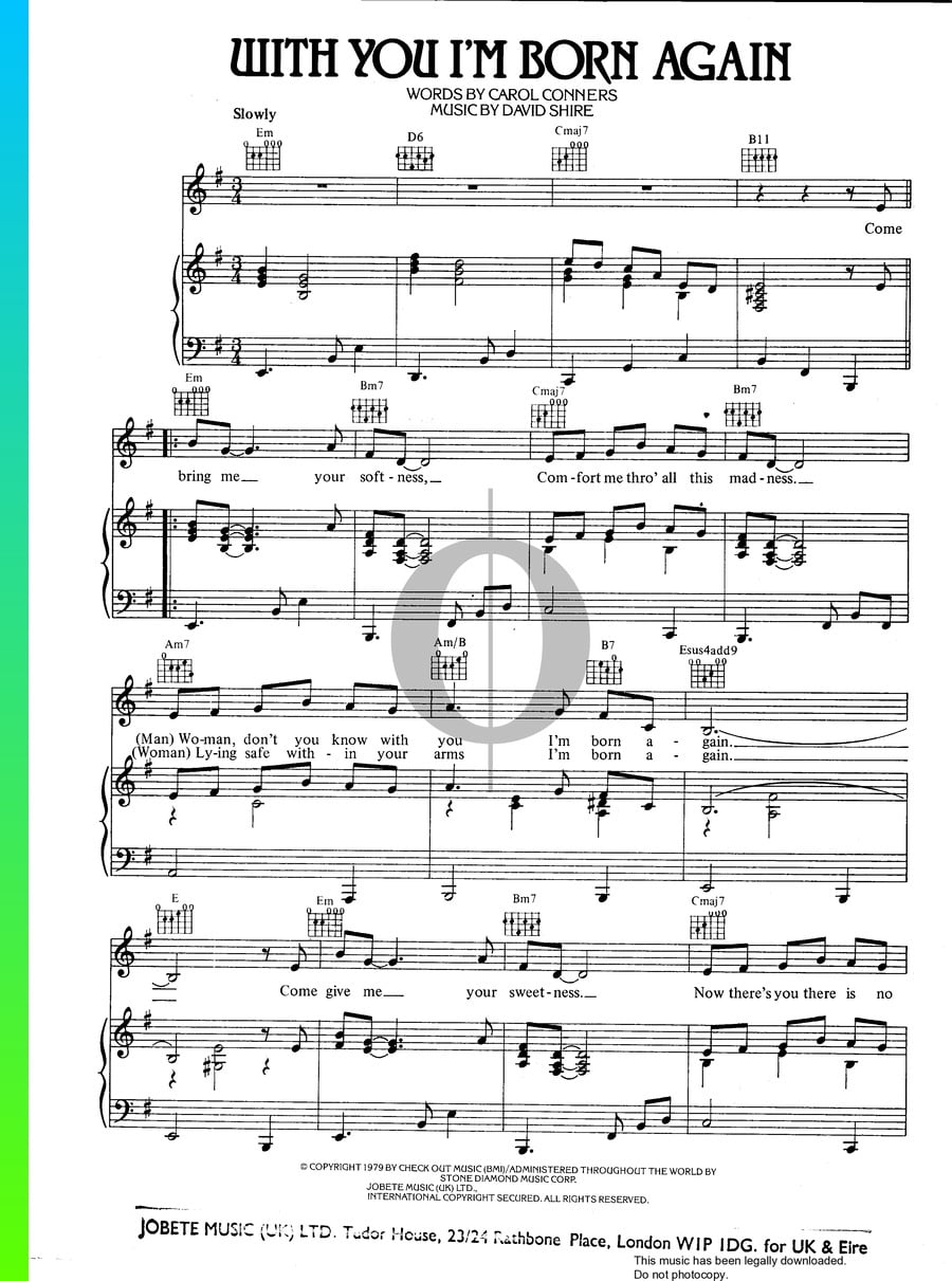 With You I'm Born Again Piano Sheet Music from Fast Break by David ...