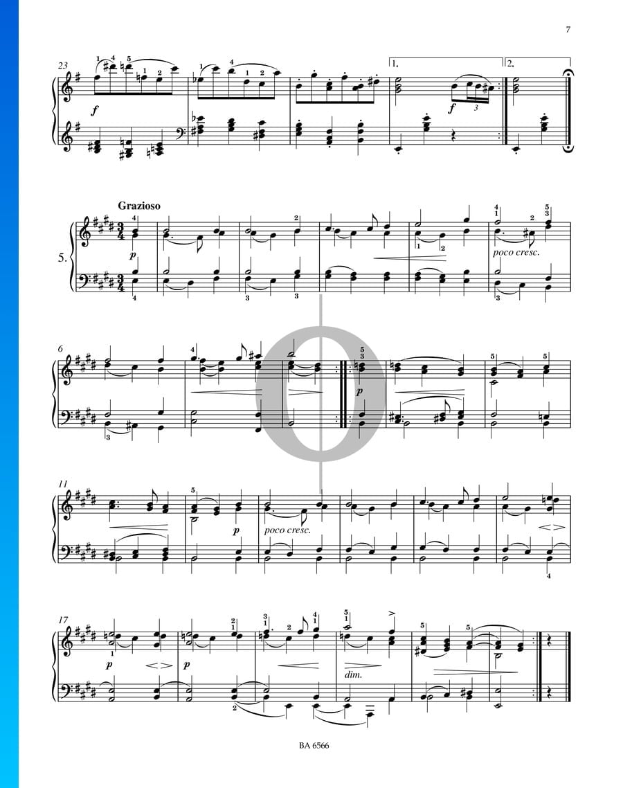 Sixteen Waltzes, Op. 39 No. 5 (Johannes Brahms) Piano Sheet Music - OKTAV