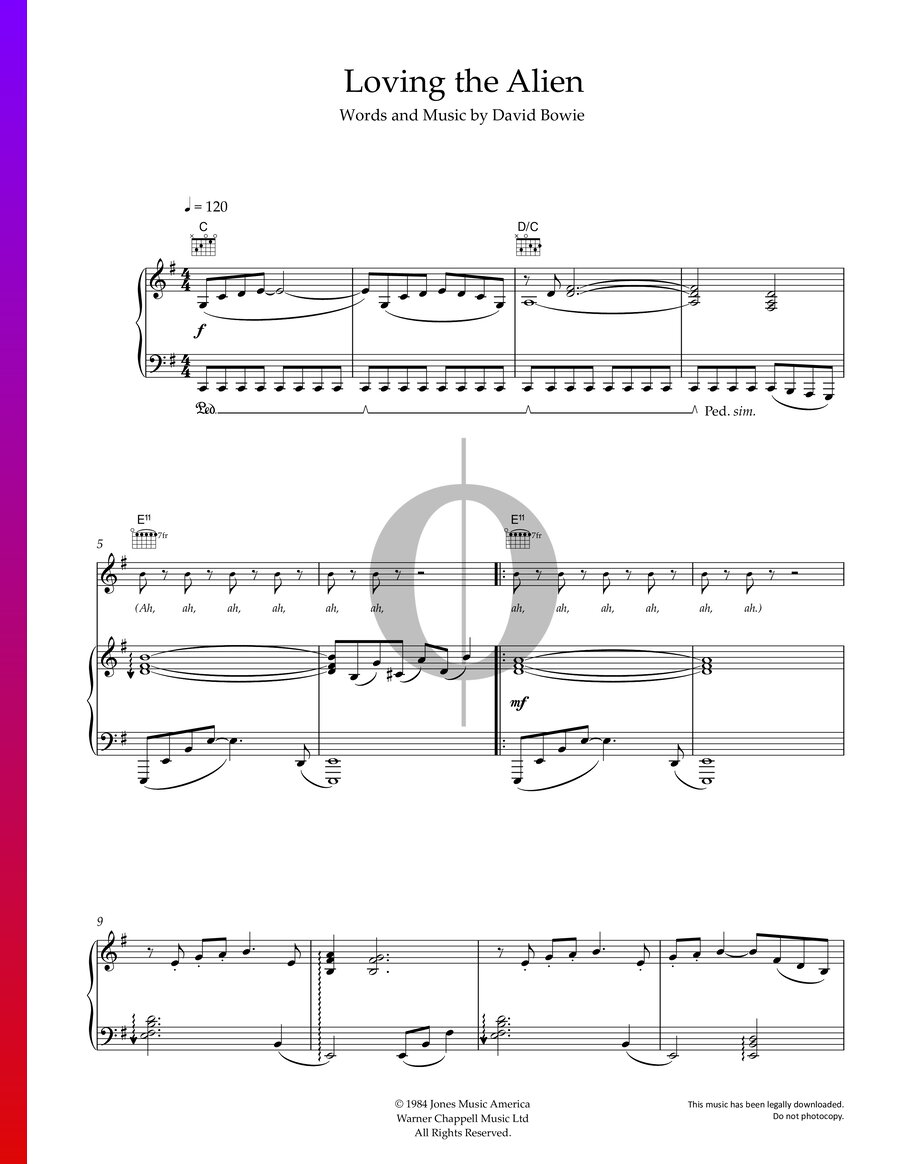 Loving The Alien (David Bowie) Piano Sheet Music - OKTAV