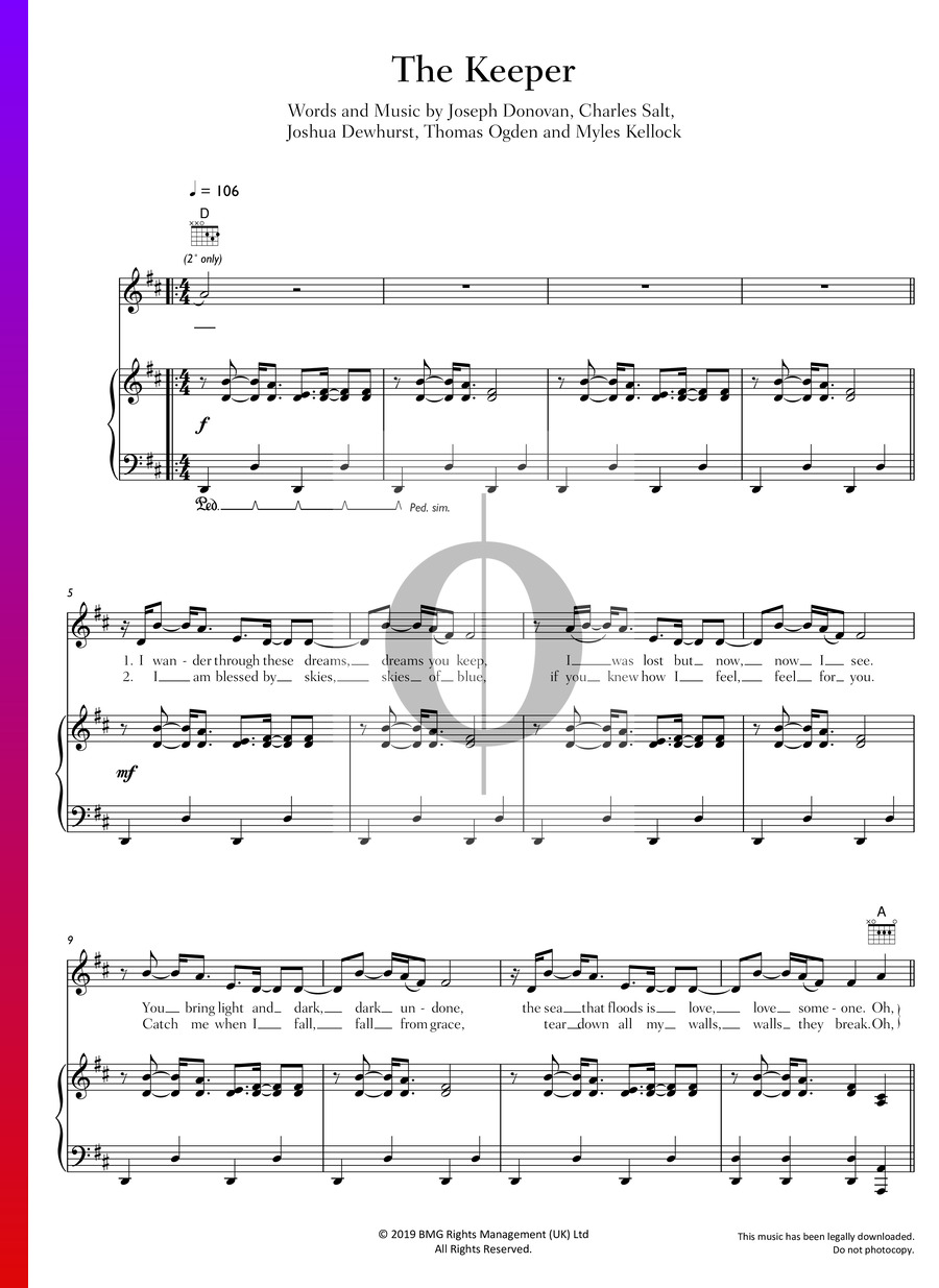 The Keeper (Blossoms) Piano Sheet Music - OKTAV
