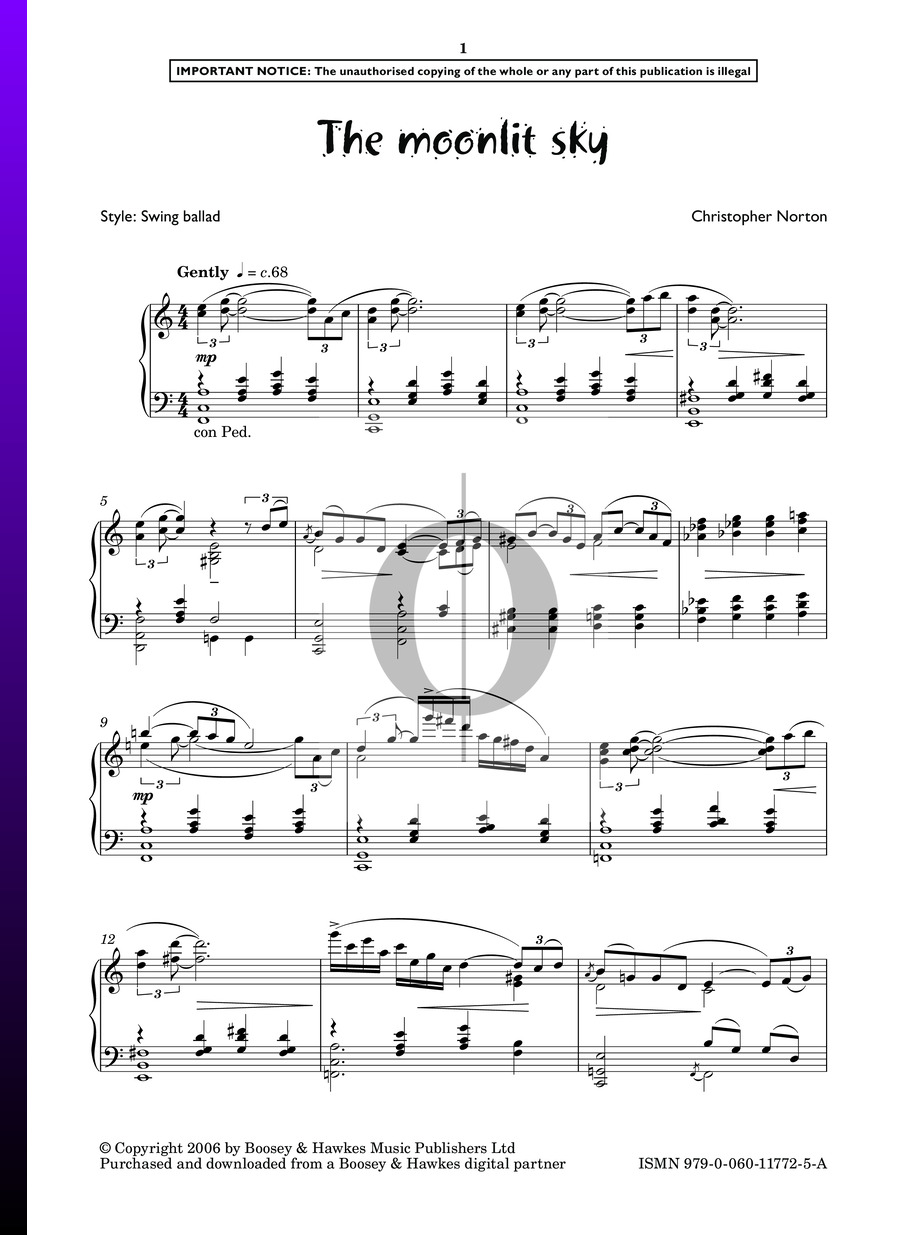 The Moonlit Sky (Christopher Norton) Piano Sheet Music - OKTAV
