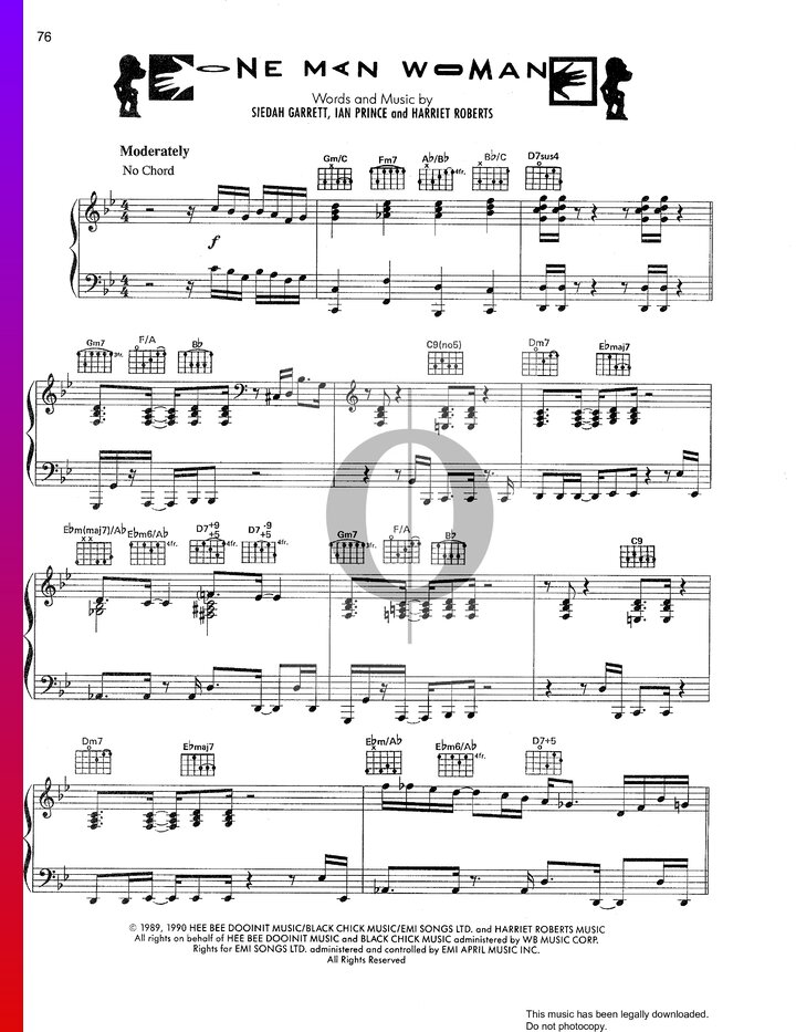 One Man Woman (Quincy Jones) Piano Sheet Music - OKTAV