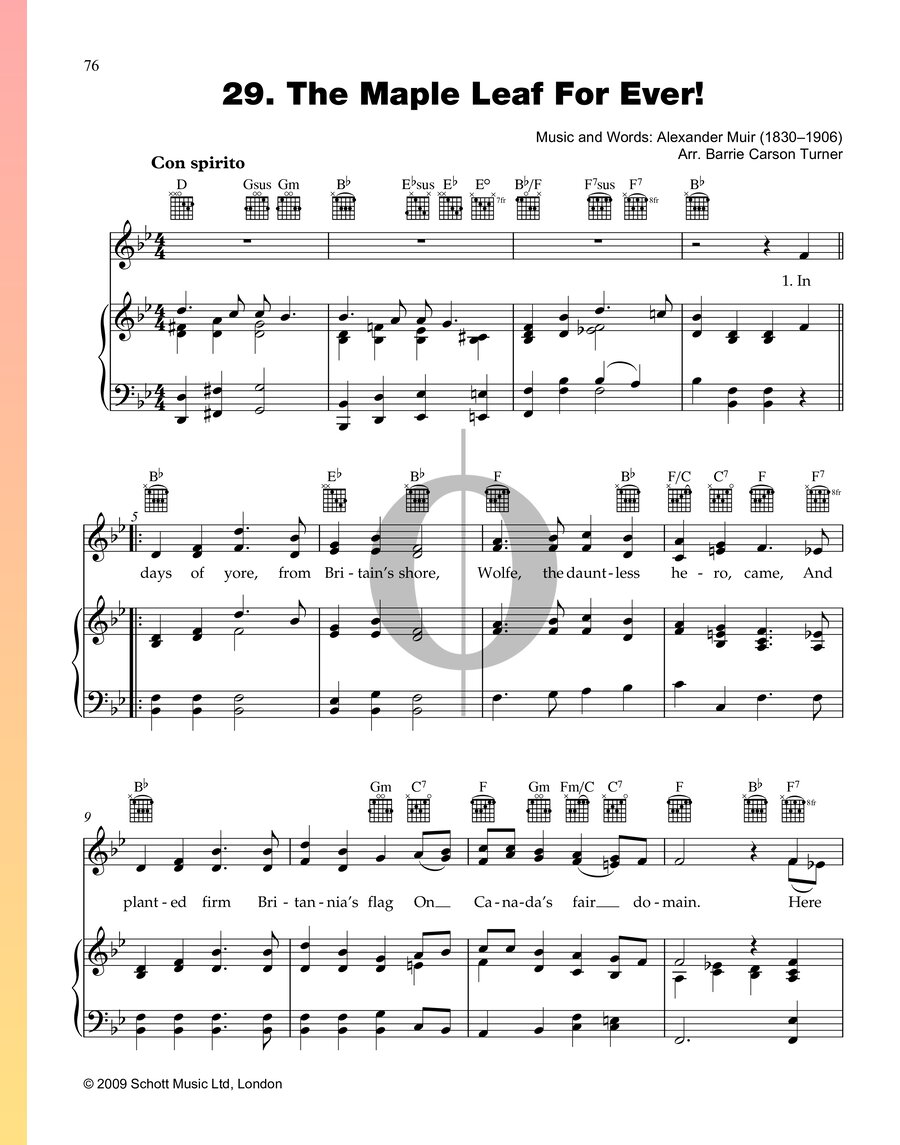 The Maple Leaf For Ever! (Alexander Muir) Piano Sheet Music - OKTAV