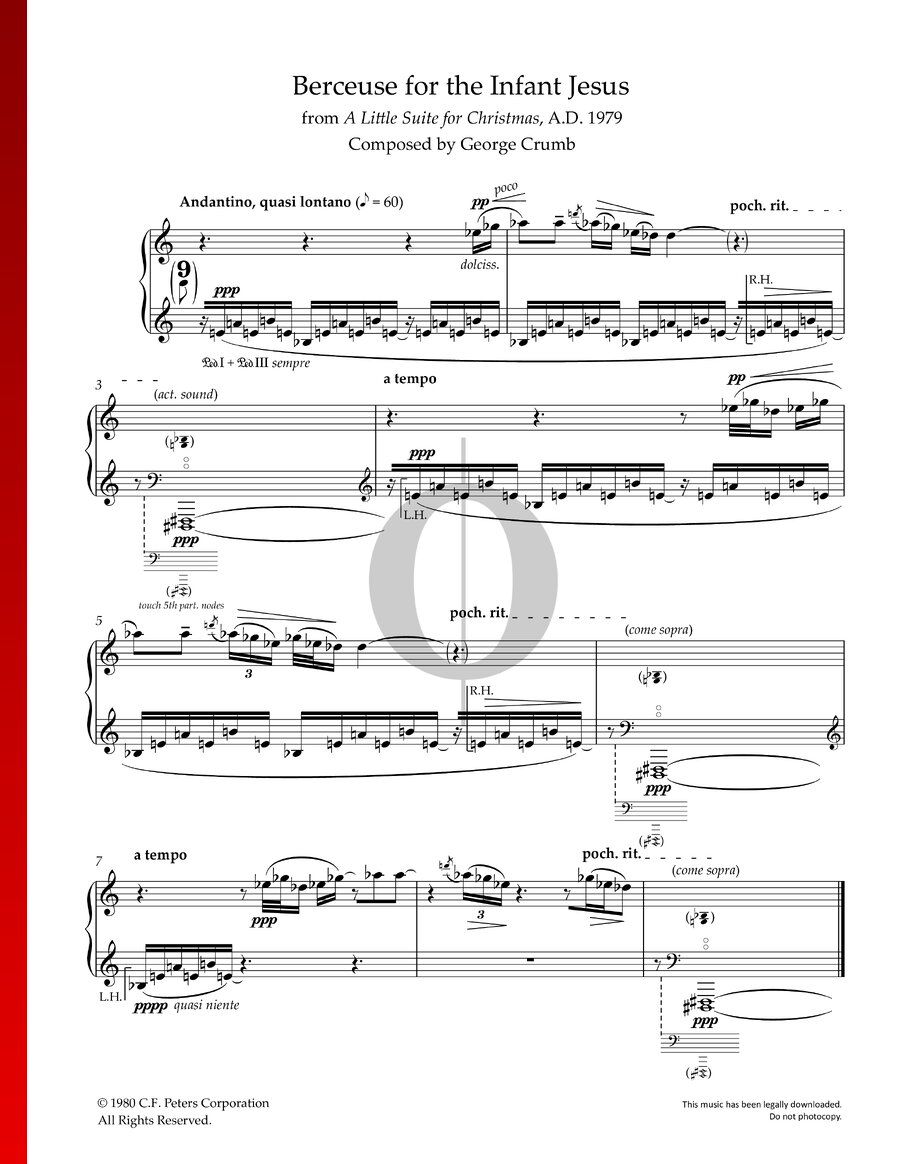 Berceuse for the Infant Jesu (George Crumb) Piano Sheet Music - OKTAV