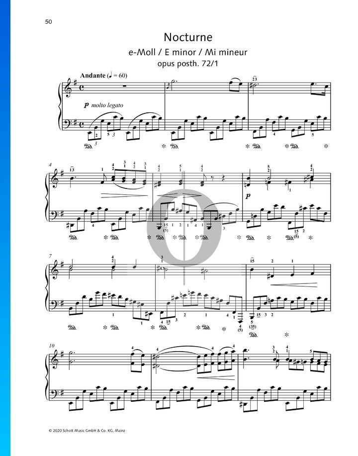 Nocturne in E Minor, Op. posth. 72 No. 1 (Frédéric Chopin) Piano Sheet Music - OKTAV