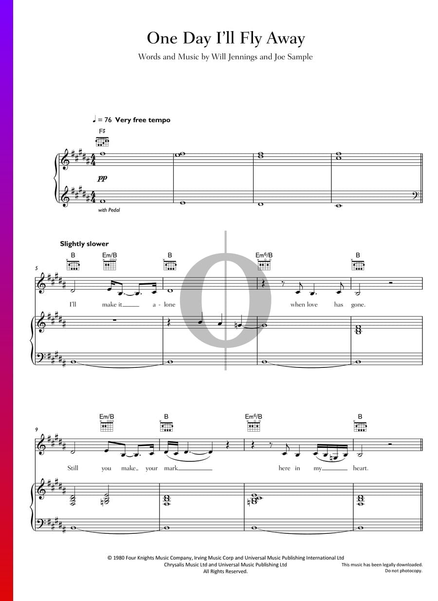 One Day I'll Fly Away (Randy Crawford) Piano Sheet Music - OKTAV