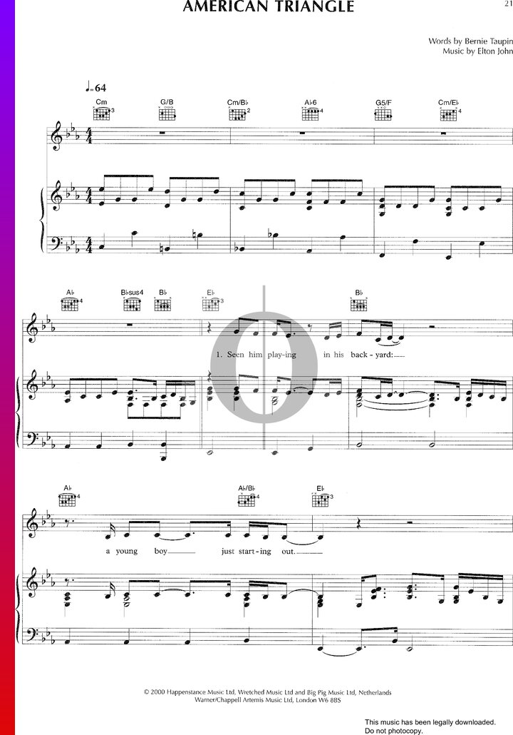 American Triangle (Elton John) Piano Sheet Music - OKTAV