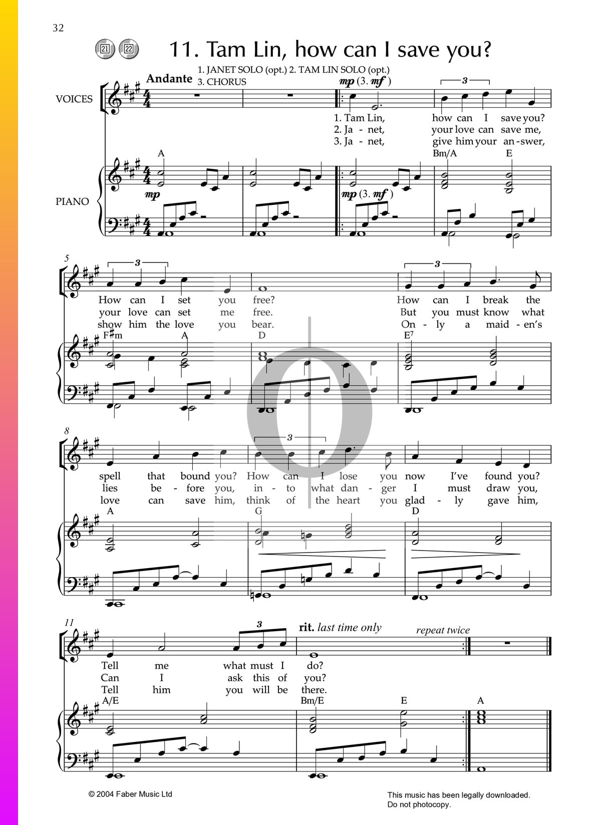Tam Lin, How Can I Save You? (Lin Marsh) Piano Sheet Music - OKTAV