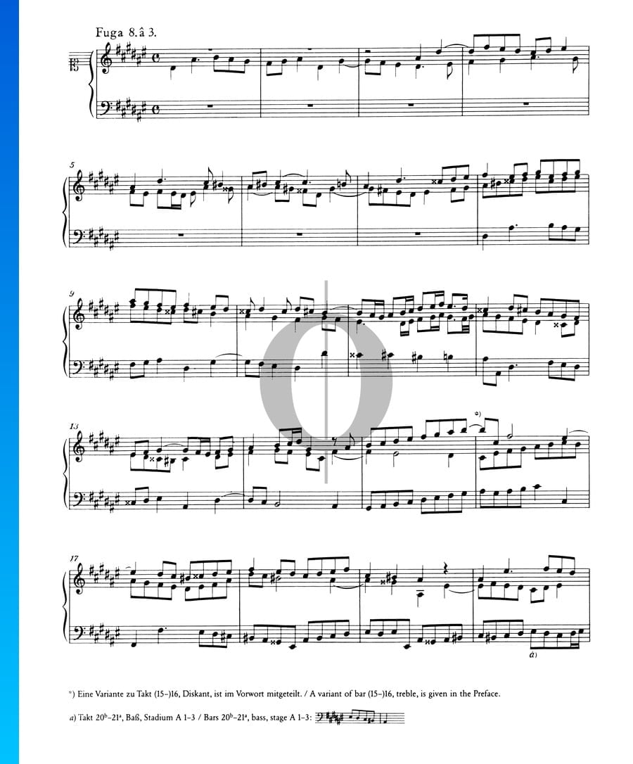 Fuga 8 en re sostenido menor, BWV 853 » Johann Sebastian Bach - Partituras de piano - OKTAV